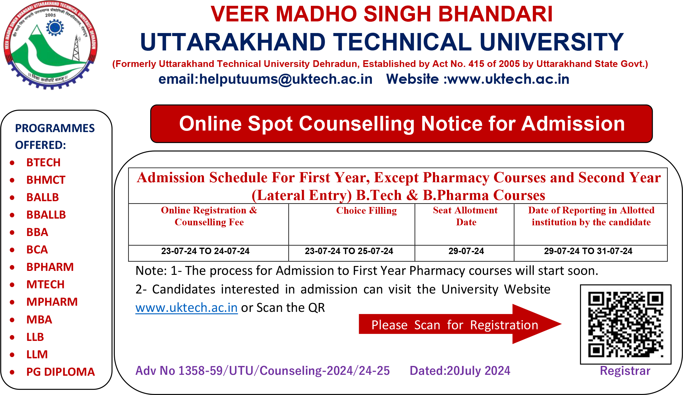 About Veer Madho Singh Bhandari Uttarakhand Technical University